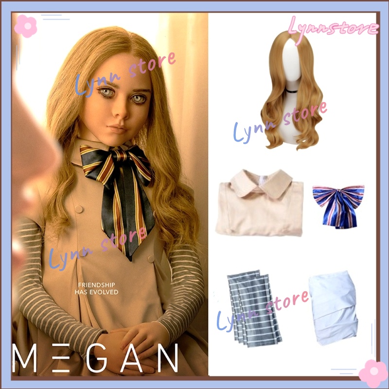 Megan Cosplay Costume+Wig M3GAN AI Doll Robots Megan Cosplay Overcoat ...