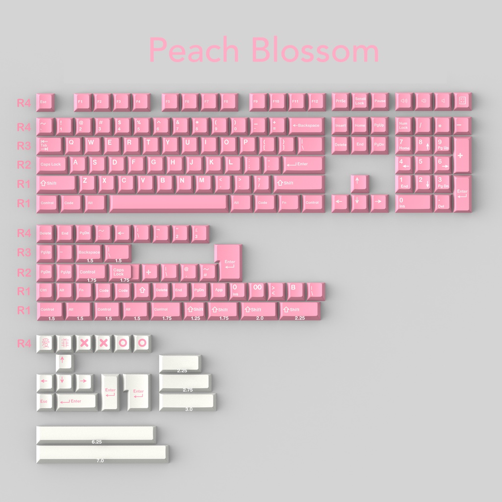 Keycap CMK PEACH BLOSSOM Cherry profile ABS Doubleshot 173 keyboard ...