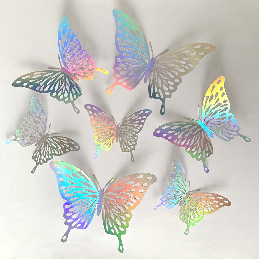 12PCs/set Cutout Butterfly Wall Sticker 3D Decal Hollow Butterflies ...