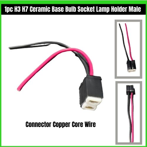 1pc H3 H7 Ceramic Base Bulb Socket Lamp Holder Male Connector Copper ...