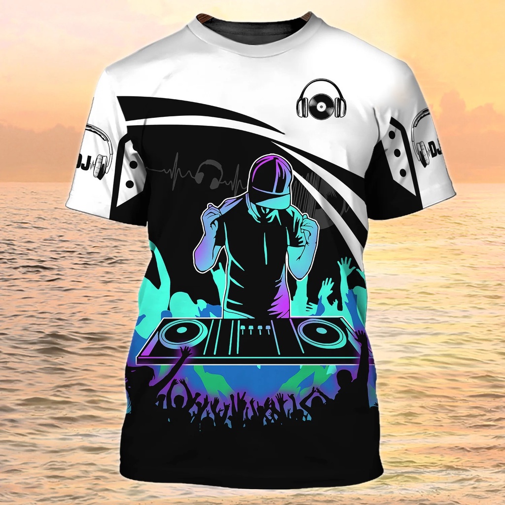 Fashion DJ Shirt Men's T-shirts 3D Print Cotton Disco Short Sleeve Tees ...