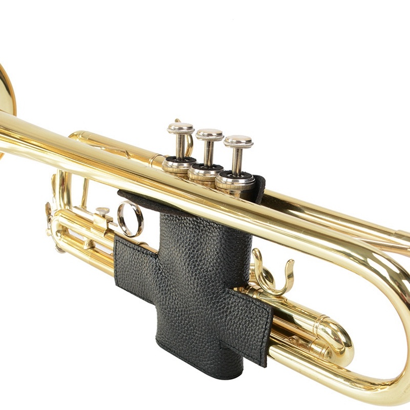 Black Cowhide Genuine Leather Trumpet Hand Guard Pad Protective Cover ...