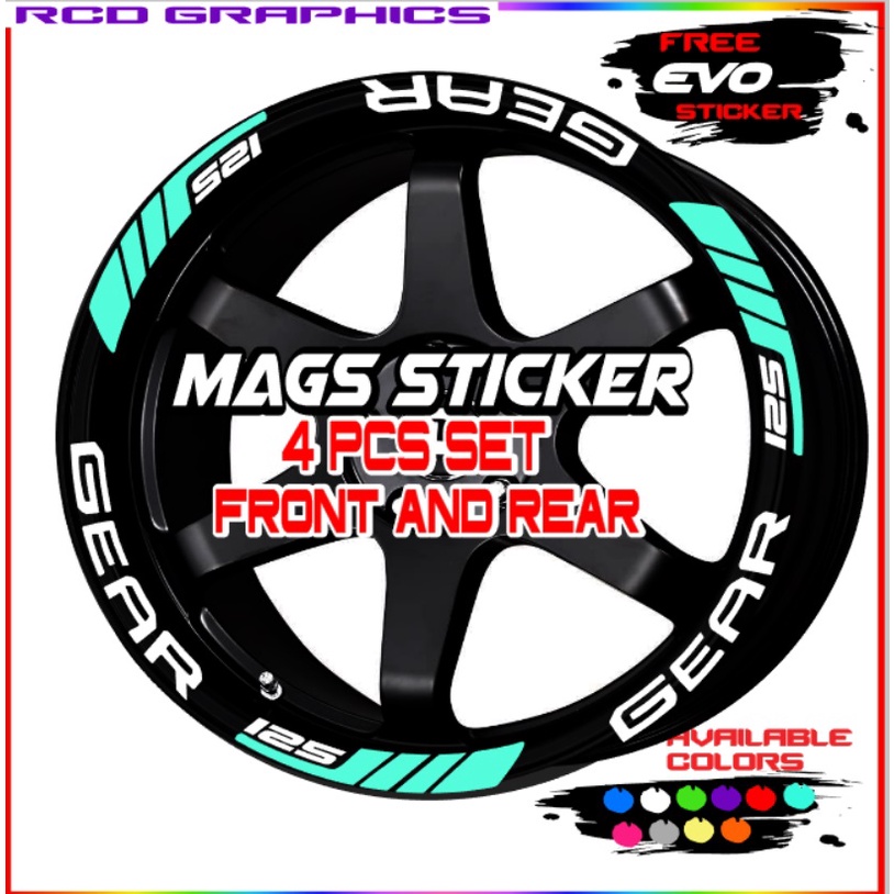 Mio Gear 125 mags sticker 4pcs set front and rear sticker decals ...