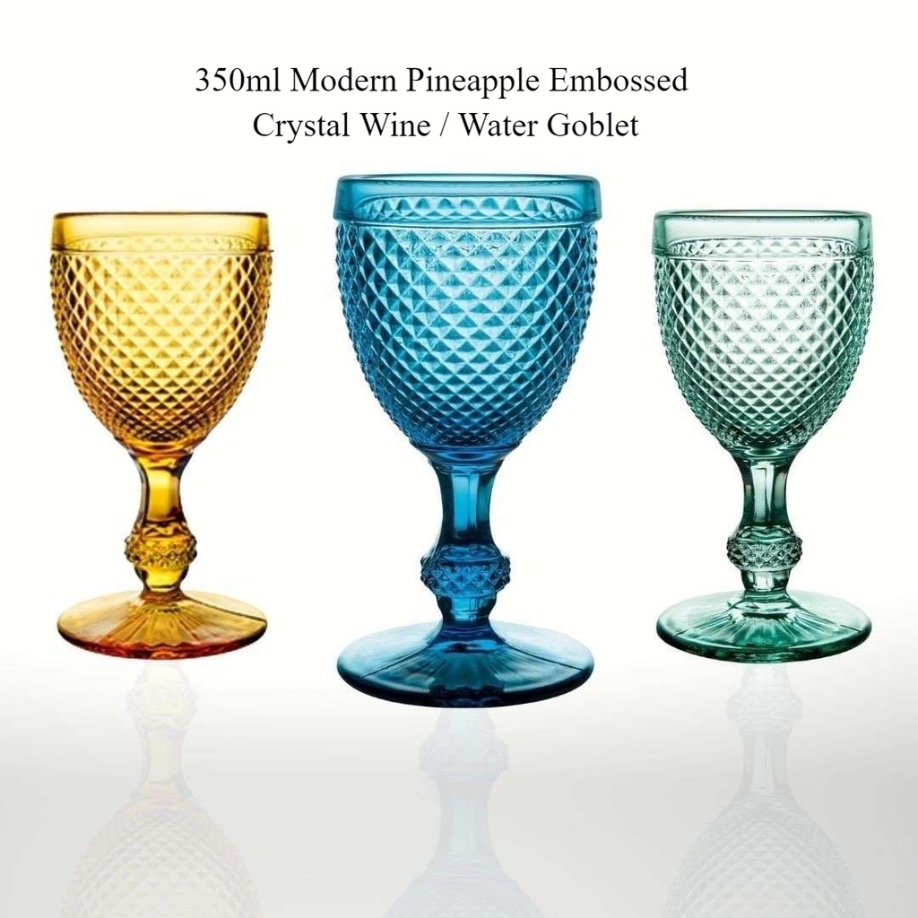 Crystal Wine Glass Glassware Water Goblet Modern Embossed Glassware ...