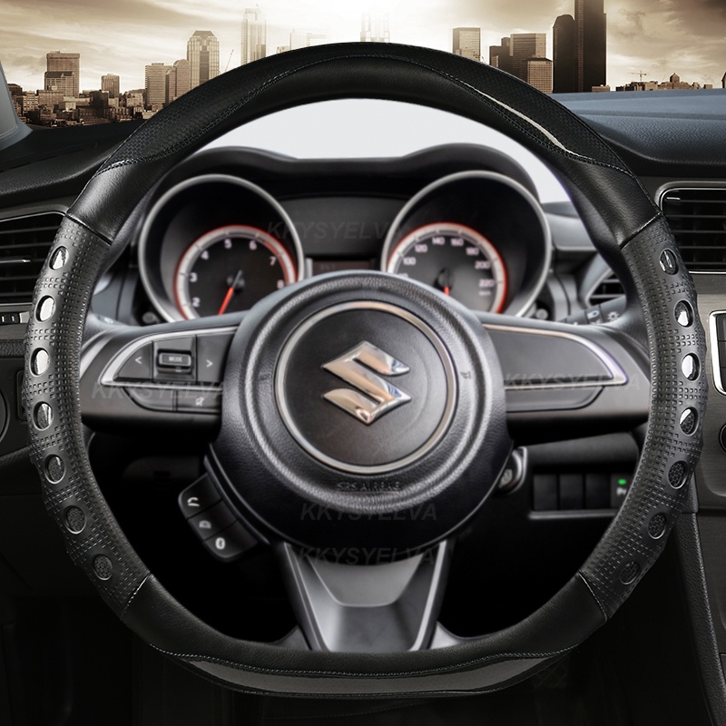 Carbon Fiber Leather D Shape 38cm Car Steering Wheel Cover For Suzuki ...