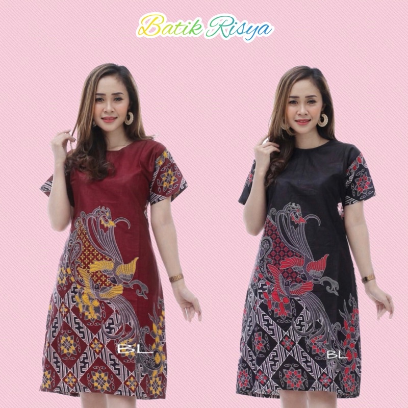 MERAH HITAM Baju SIZE JUMBO DRESS BATIK Women JUMBO XXXXL/4L Short ...