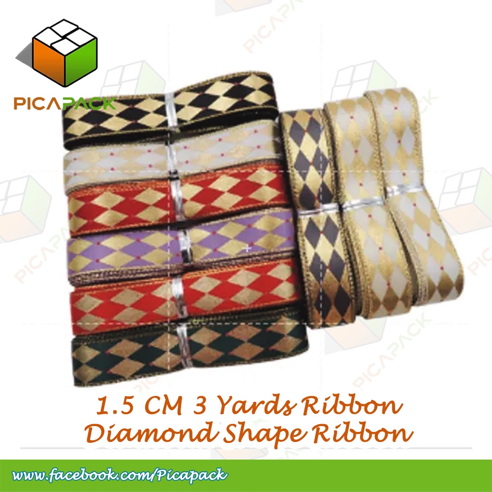 1.5 CM 3 Yards Ribbon Diamond Shape Ribbon With lace Diamond Pattern ...