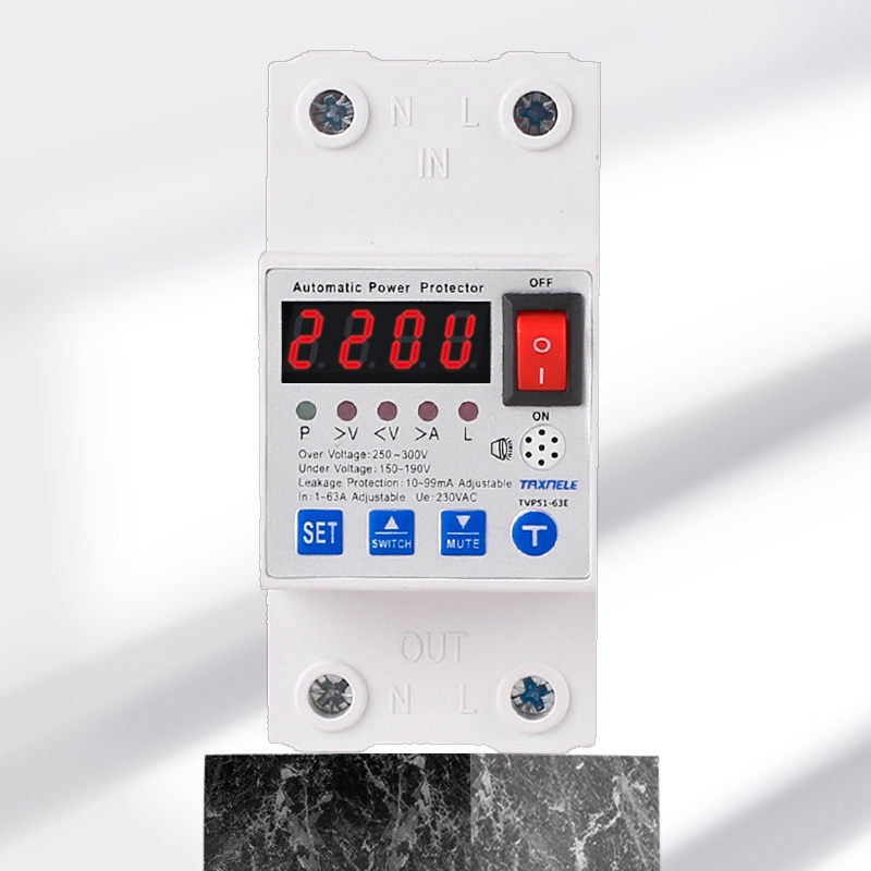 63A Automatic Reconnect Circuit Breaker Over And Under Voltage Over Current Leakage Protection ...