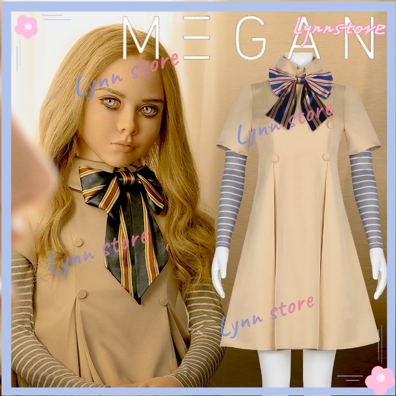 IN STOCK Movie M3GAN Megen Cosplay Costume Dress+Wig+Coat Uniform AI ...