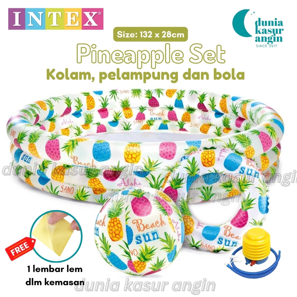 DuniaKasurAngin - Intex Swimming Pool Set + Buoy + Ball (INTEX 59469) Pineapple Pool Set Pool ...