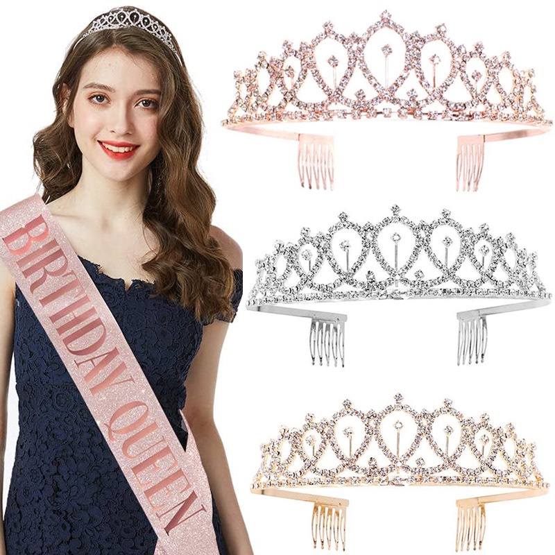Shilily Happy Birthday Sash Crown Set Ribbons Shoulder Girl Princess ...