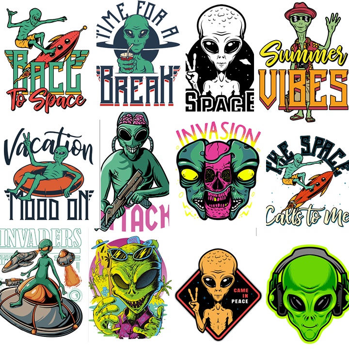 IRON ON TSHIRT - ALIENS Designs vol 1 A4 Size Print Digital Transfer ...
