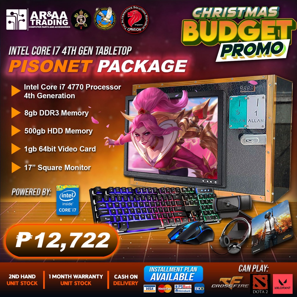 TABLETOP PISONET PACKAGE-Intel Core i7 4770 Processor-8gb DDR3 500gb ...