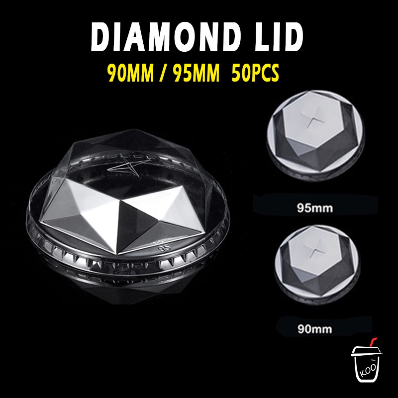 50pcs Diamond Lid For Plastic Cup Milk Tea Cup 90mm 95mm | Shopee ...