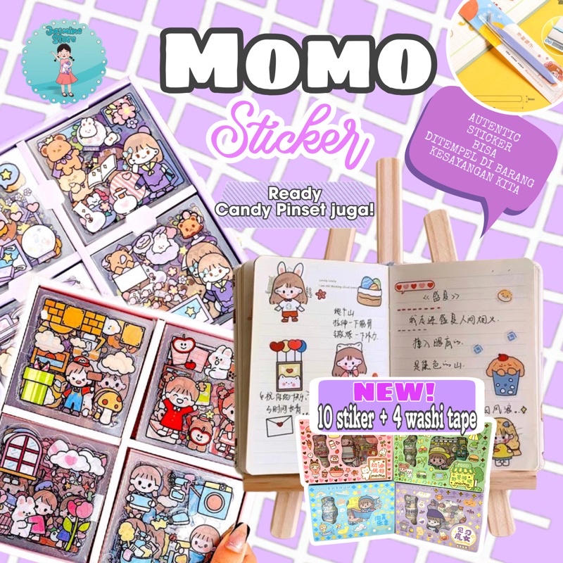 100 Sheets of Cute Korean Cartoon Momo Motif Stickers Waterproof DIY ...