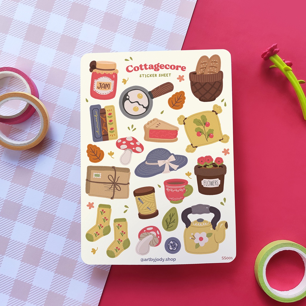Cottagecore Planner and Journal Sticker Sheet, Cozy Stickers, SS001 ...