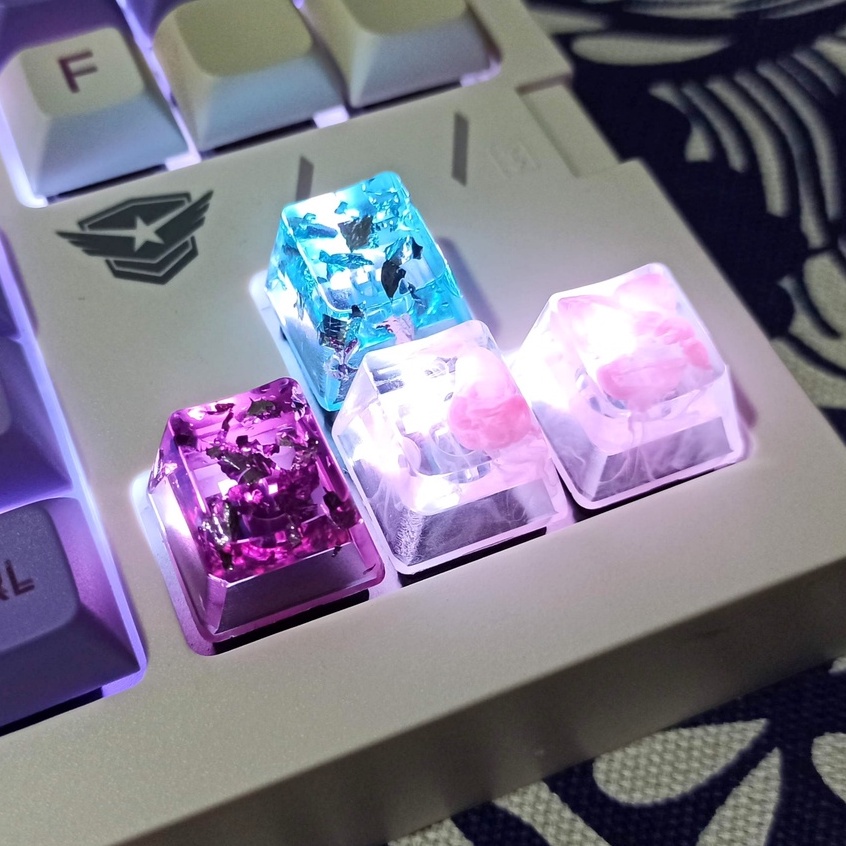 1PCS Handmade Customized Resin Keycap Unique Translucent Pink ...