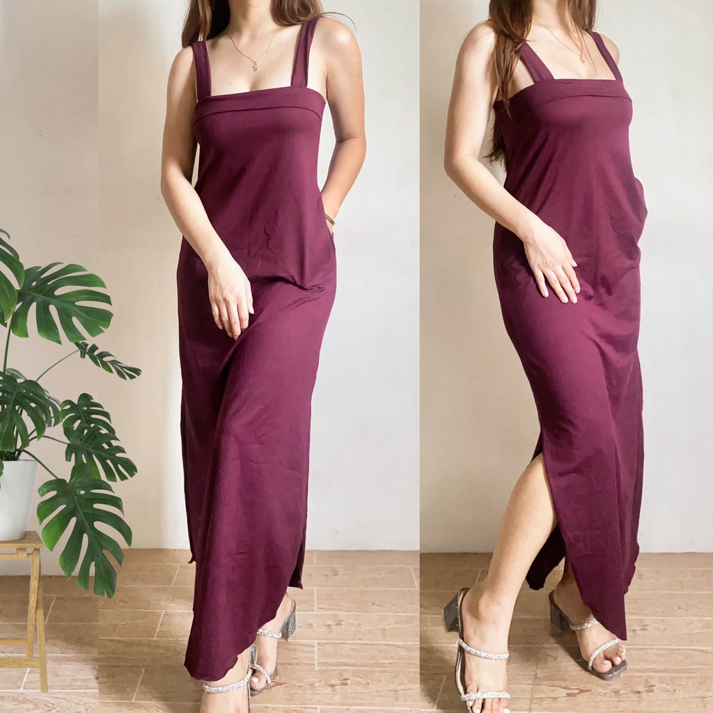 ERICH ROUND SLIT MAXI DRESS | Shopee Philippines