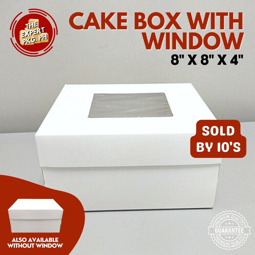 [10pcs] 8x8x4 Cake Box Plain With Window or No Window / Pastry Box ...