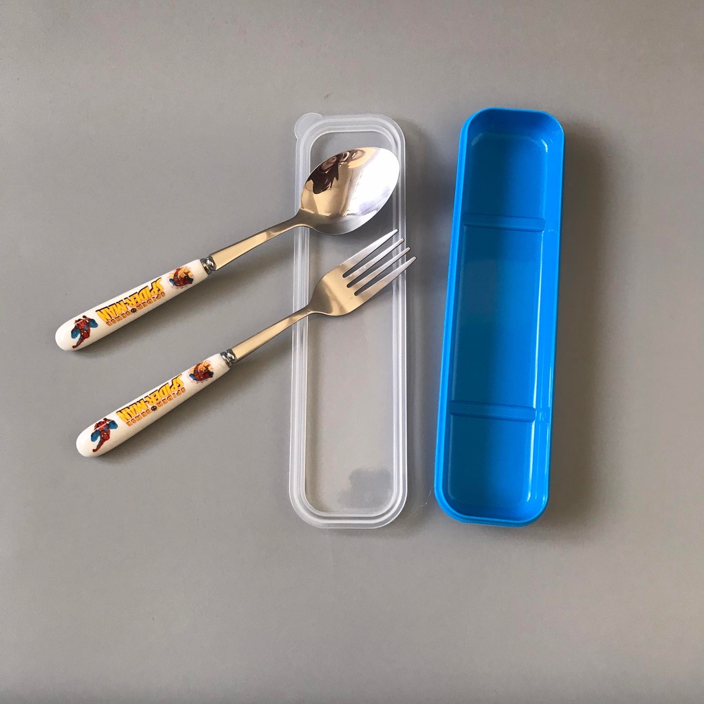 spider-man 2in1 ceramic spoon fork set | Shopee Philippines
