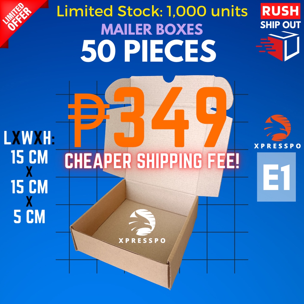50pcs E1 - Mailer Boxes [15x15x5 cm] Cheaper Shipping | Gift Carton boxes Corrugated Packaging ...