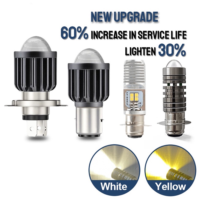 Motorcycle Headlight LED lights Bulbs H6 H4 Two-color beam Motorbike ...