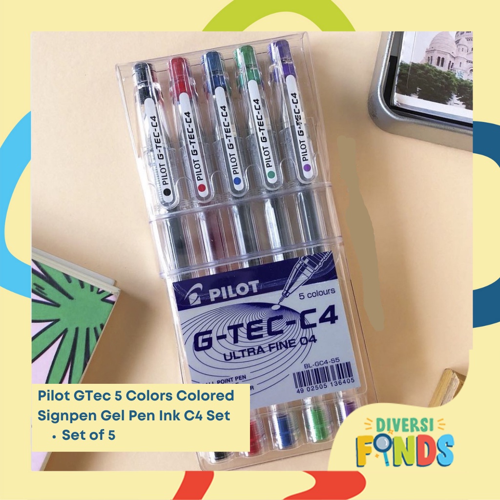 1 Set Pilot GTec 5 and 10 Colors Colored Sign pen 0.4mm - Gel Pen Ink ...