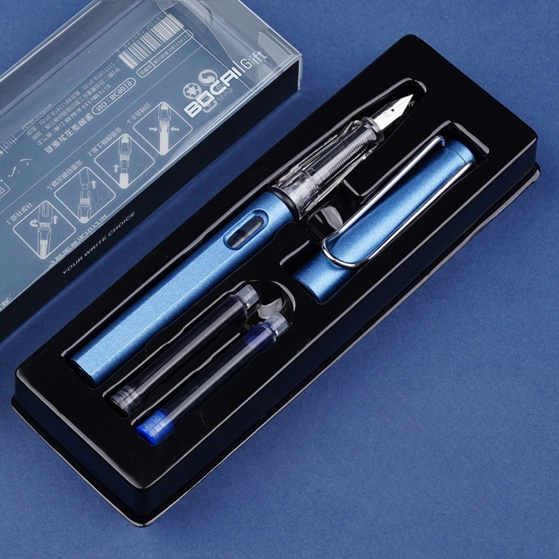 Fountain Pen Set High Quality With Replacable Black Blue Red Ink Case ...