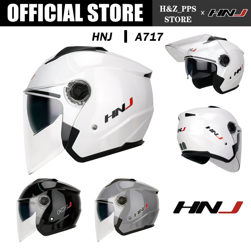 HNJ A717 PLAIN Half face motorcycle helmet dual visor for Unisex ...