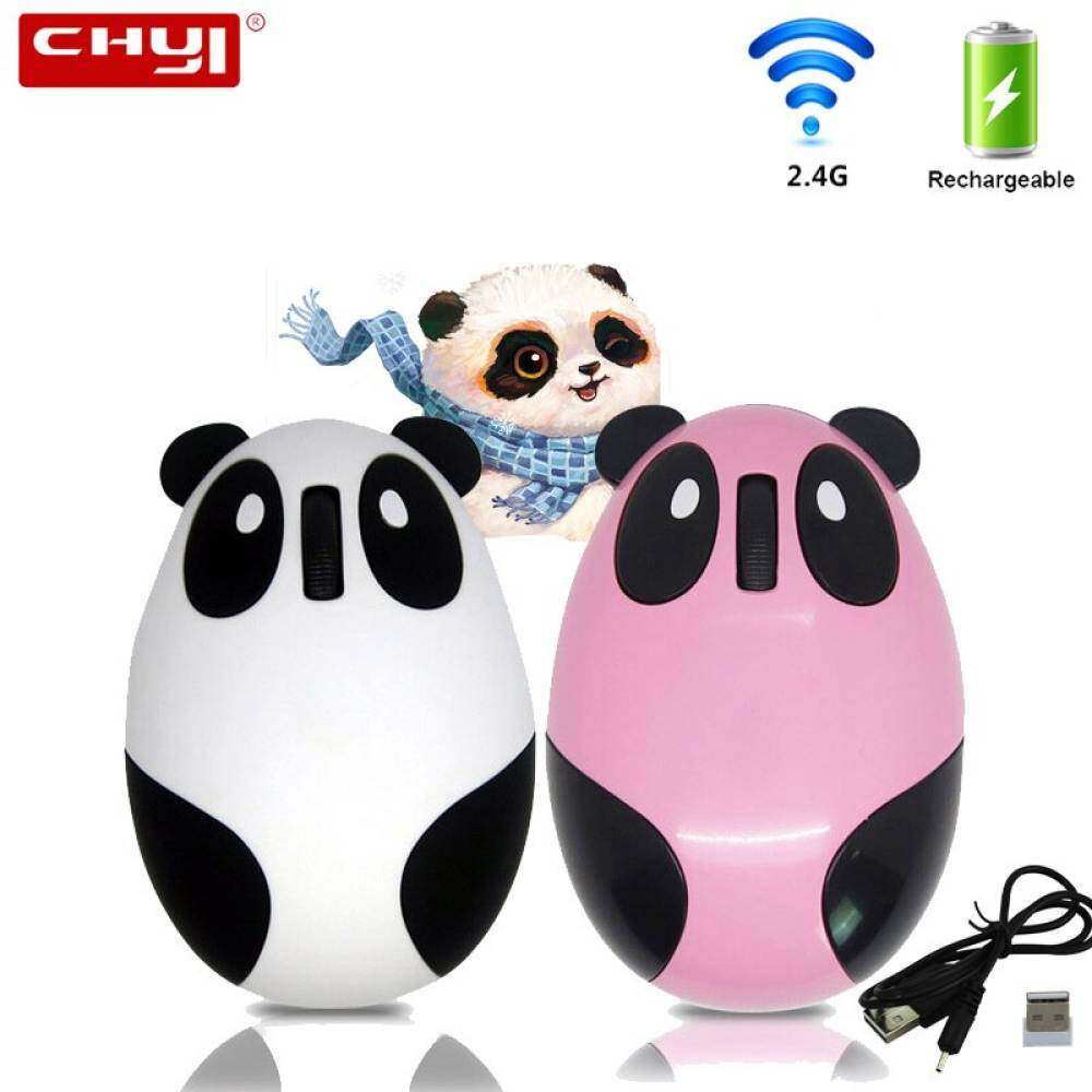 Wireless Cartoon Cute Panda Shape Silent Mouse Rechargeable Mini ...