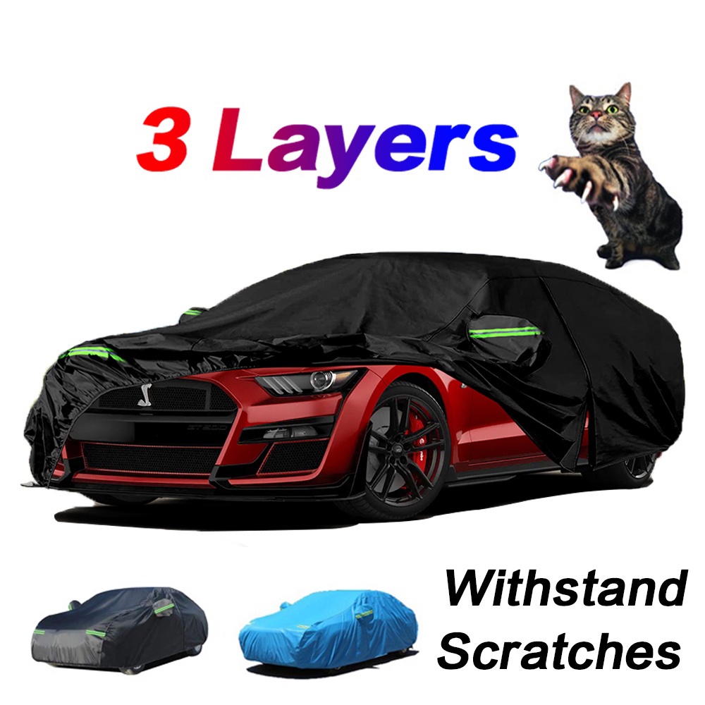 3 Layers Car Cover Waterproof All Weather PVC Cotton Aluminium Anti ...