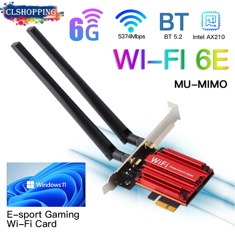 3000Mbps WiFi6E Intel AX210 Bluetooth 5.3 Dual Band 2.4G/5GHz WiFi Card ...