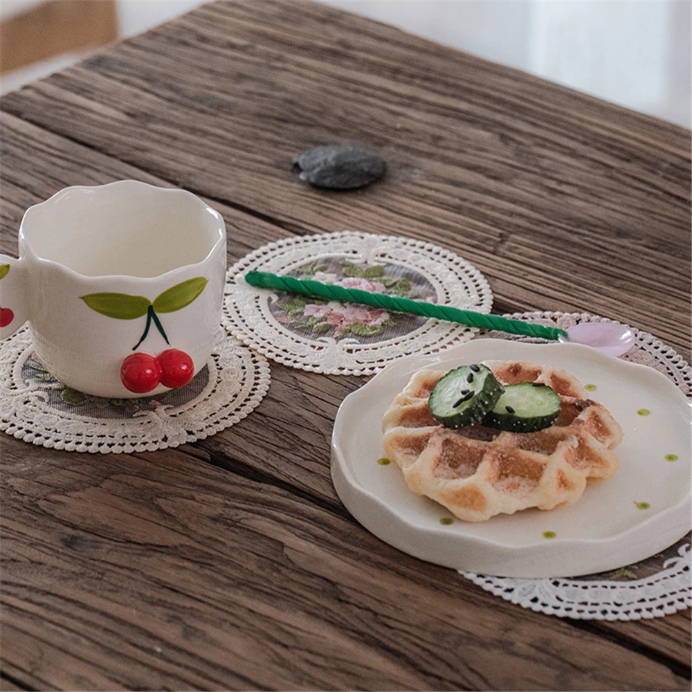 European Style 12cm Vintage Lace Coaster Placemat Embroidery Craft ...
