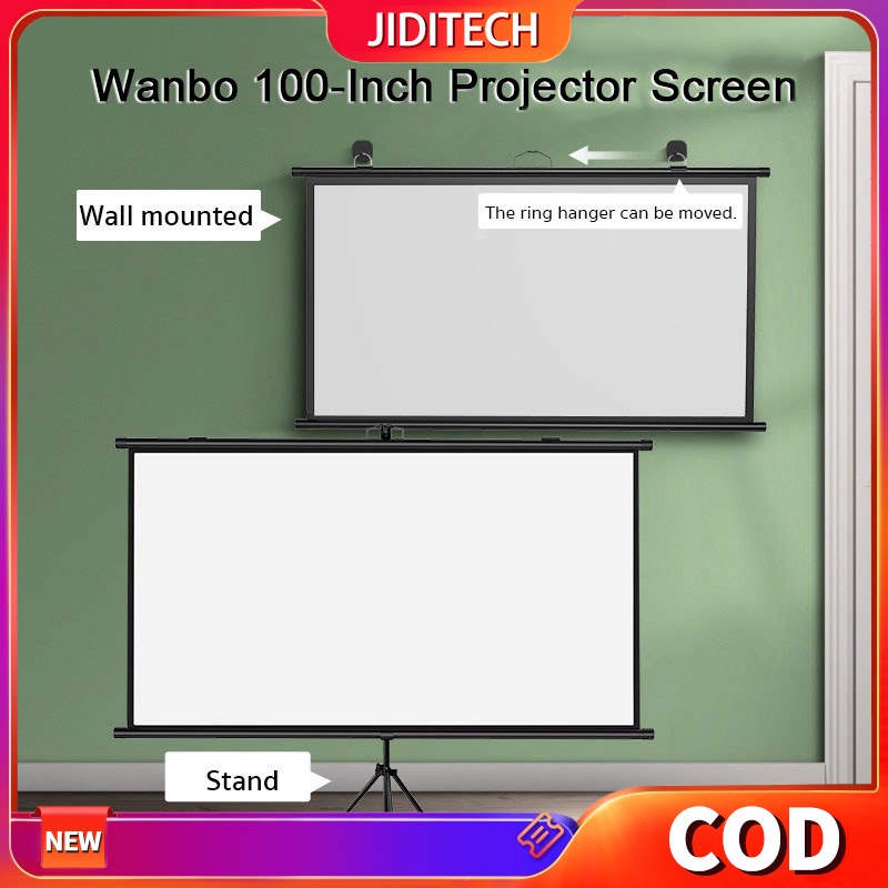 Jiditech Projector Screen 100 Inch HD Vivid Color Better Viewing ...