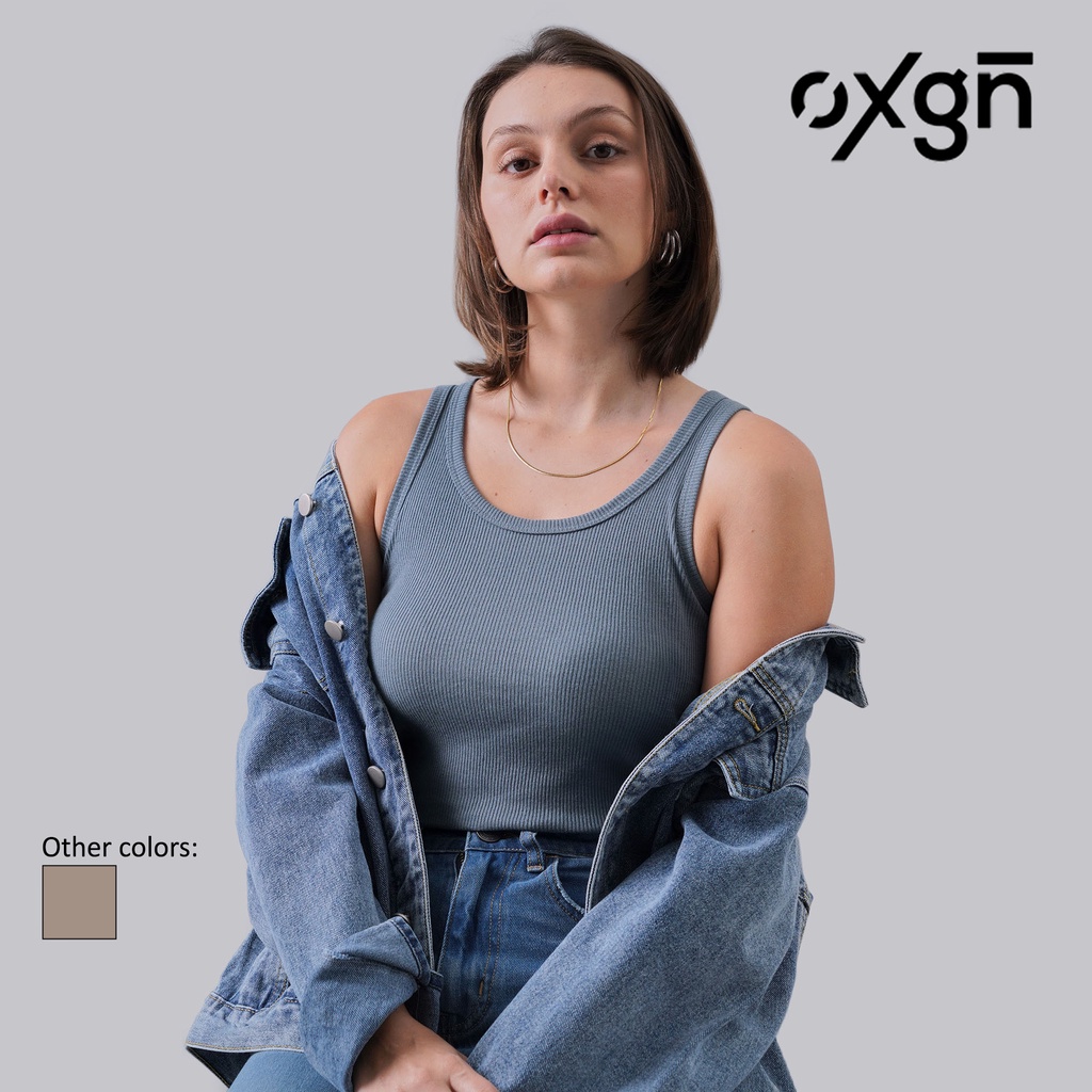 OXGN Generations Full Length Tank Top For Women (Taupe/Blue Stone ...