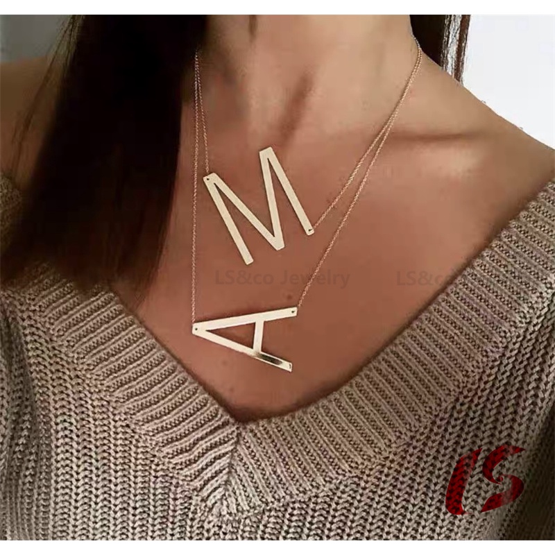 LS jewelry 18k Gold Plated Reversible Large Letter Square Chain ...