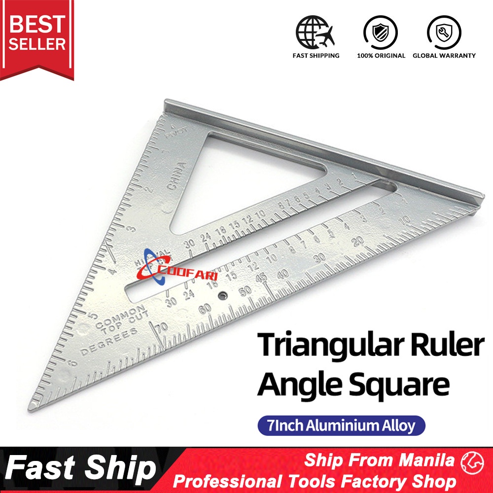 Arrow 7 Inch Square Triangle Ruler Aluminum Alloy Measuring Ruler Speed ...