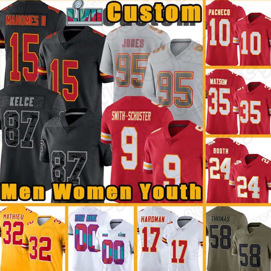 Custom 2023 NFL Super Bowl Chiefs #15 Patrick Mahomes #87 Travis Kelce ...