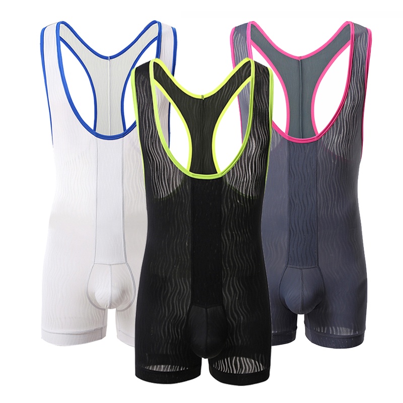 Men Bodysuit Tank Slim Jumpsuits Ultra Thin Underwear Slimming Fitness ...