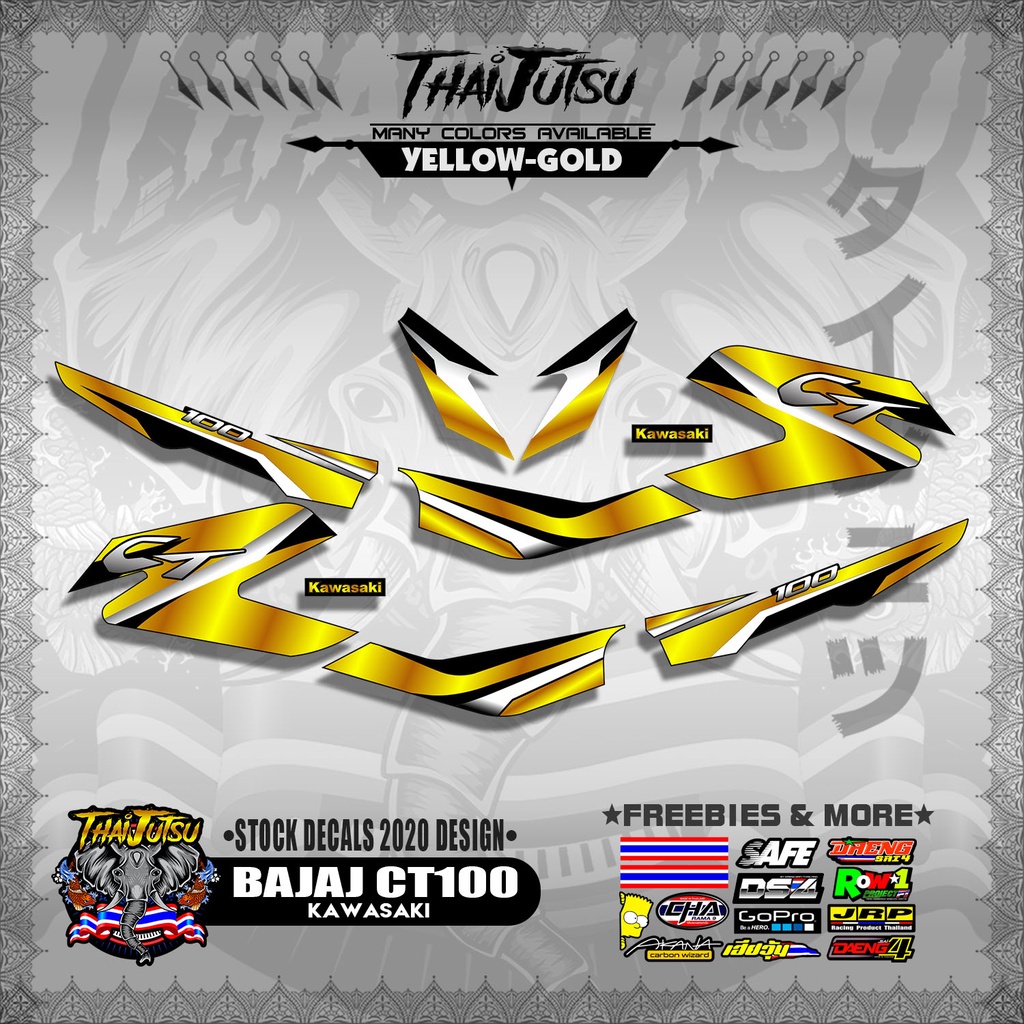 KAWASAKI BAJAJ CT100 ( STOCK DECALS 2020 DESIGN )【ThaijutsuStickers ...