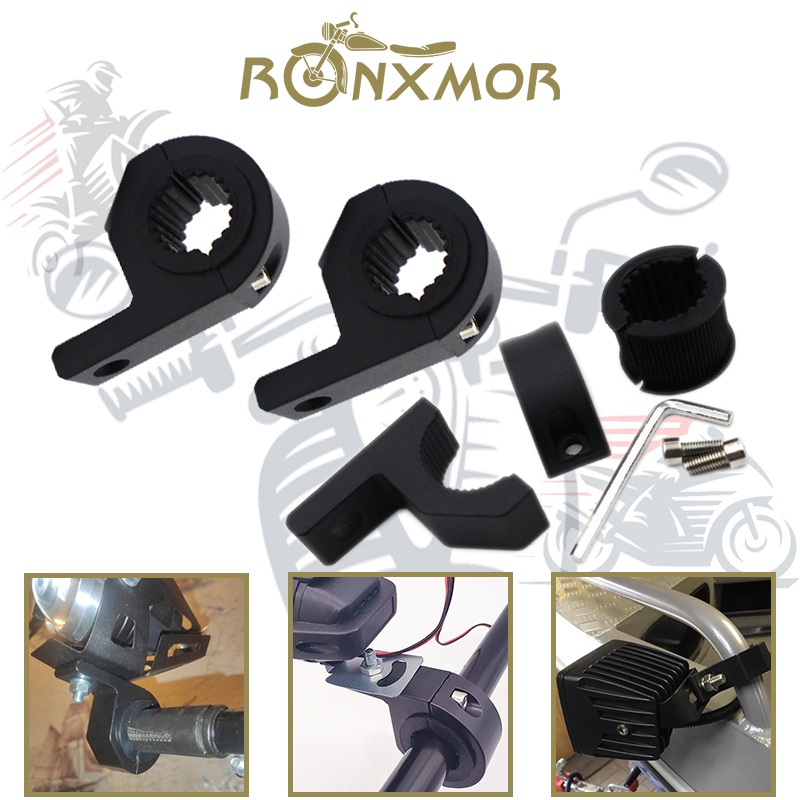 RONXMOR New Motorcycle LED Headlight Clamps Brackets Tube Clamp Mount ...