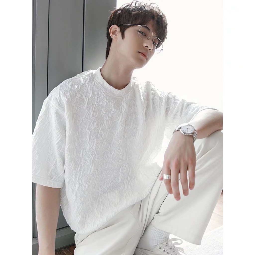 Summer New Design Sense White Handsome Half-Sleeved Top Ins Chao Guo ...
