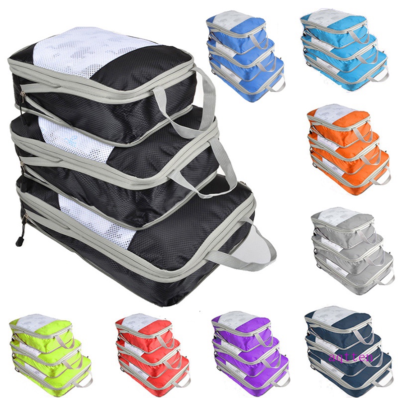 Aqtten 3pcs/Set Packing Cubes Set Travel Luggage Packing Organizer ...