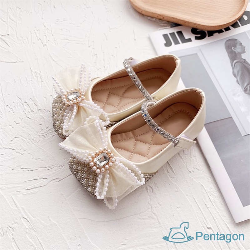 Kids Girls Princess Shoes Diamond Bow Pearl Design Baby Girl Fashion ...