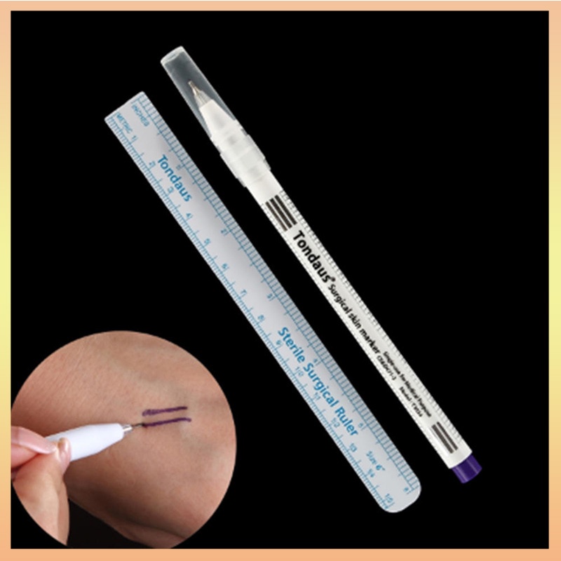 Surgical Skin Marker Pen Ruler Tool Tattoo Piercing Permanent Eyebrow ...