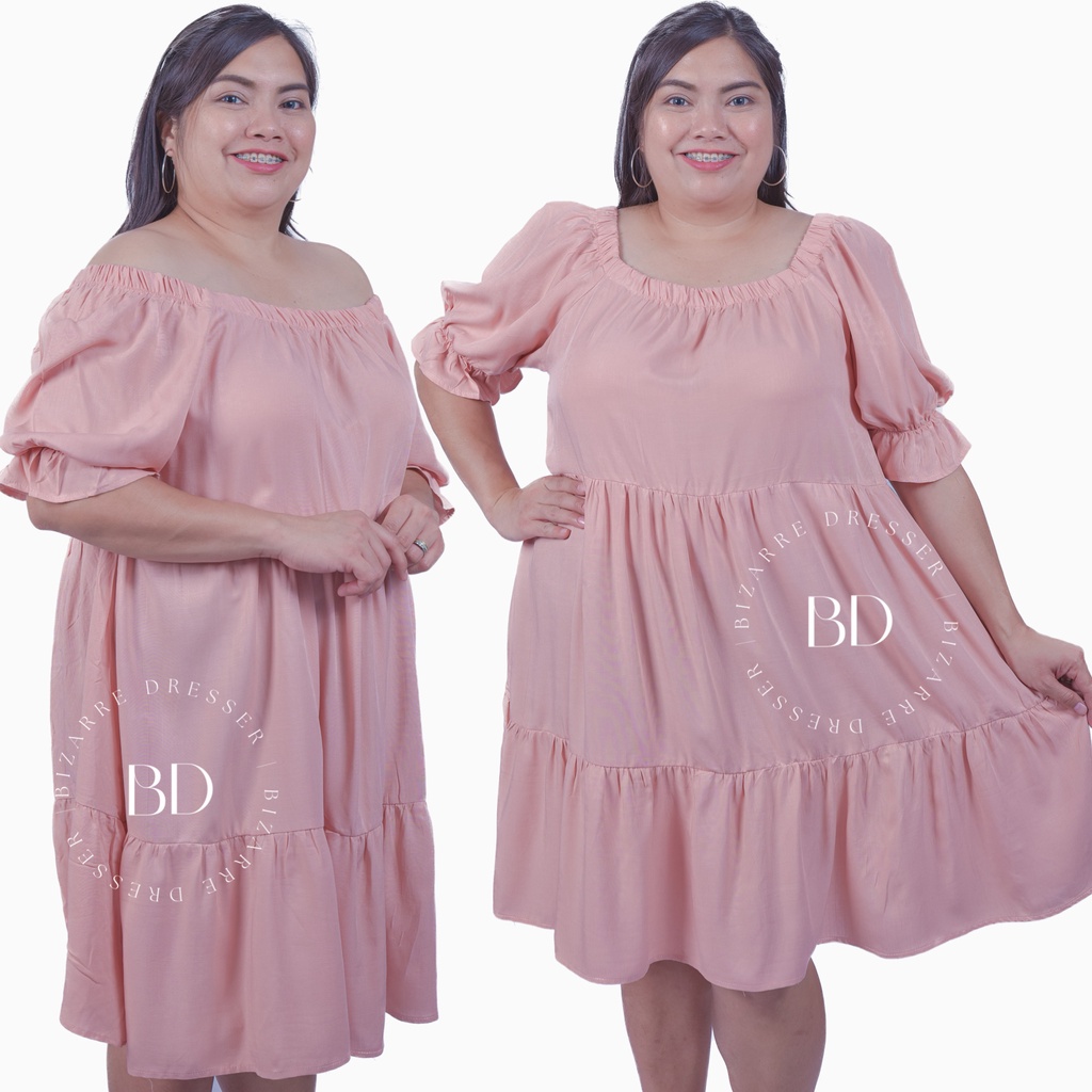 PLUS SIZE 2-Way Layered Dress Plain Fits 2XL - 3XL - 4XL | Shopee ...