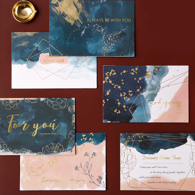 6 Sheets Concise Bronzing THANK YOU Greeting Cards with Envelope Blank ...