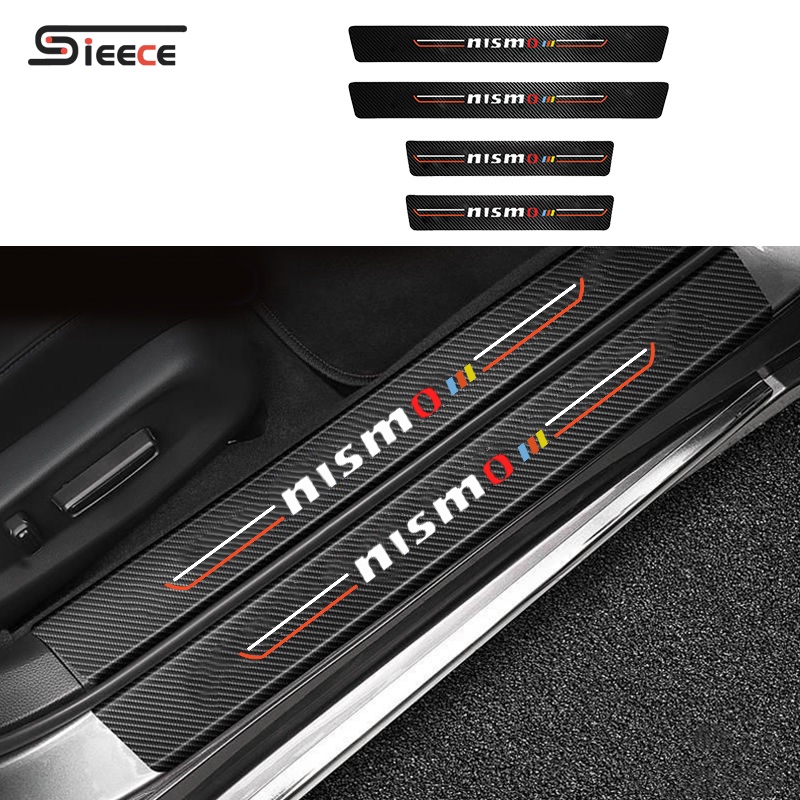 Sieece For Nissan NISMO 4PCS Carbon Fiber Car Door Sill Protector Auto ...