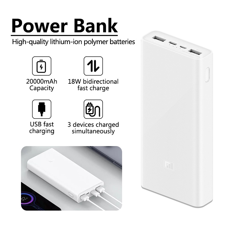 Xiaomi Mi Powerbank 20000mAh 50W Type-C Dual Way Fast Charge 74Wh High Power Support Laptop ...