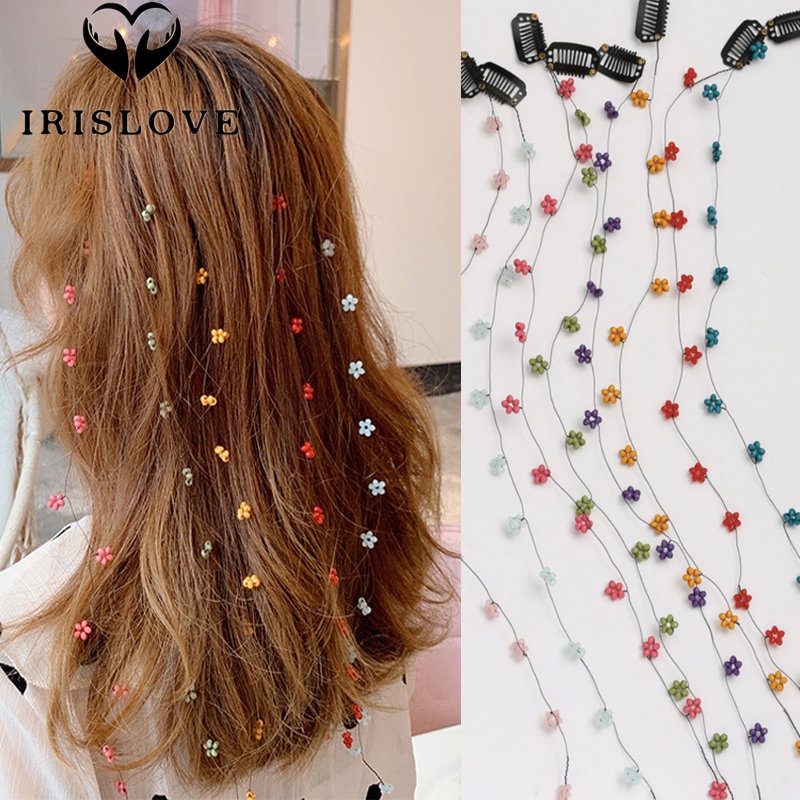 Irislove Lovely Colorful Beaded Flower Hair Braiding Clips for Women ...